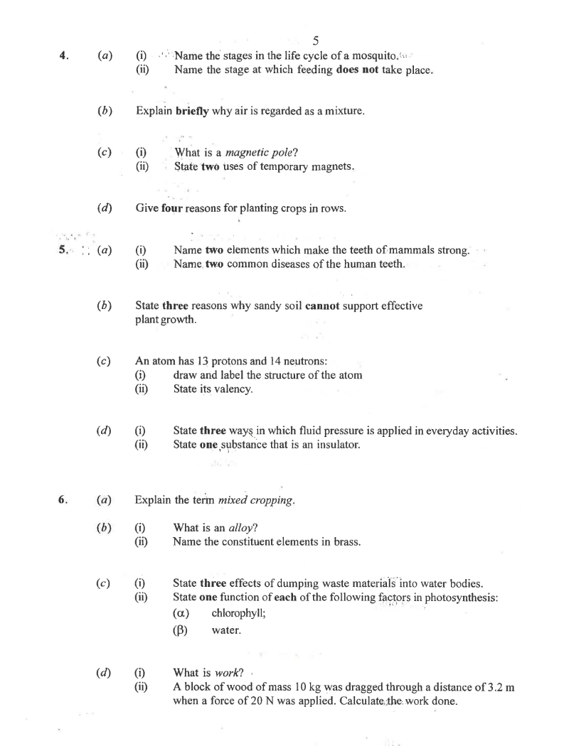 BECE 2022 Integrated Science Past Question